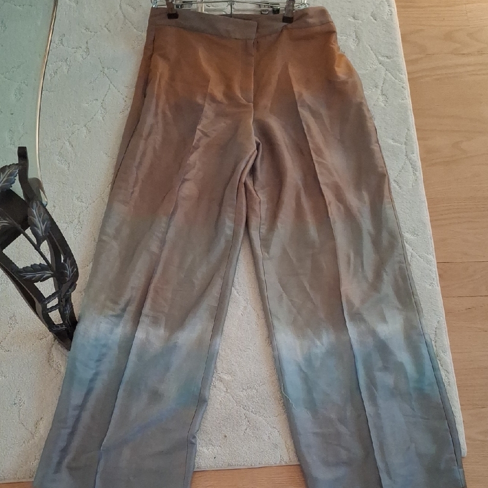Zara Silk Brown And Blue Gradient Pants - Gem